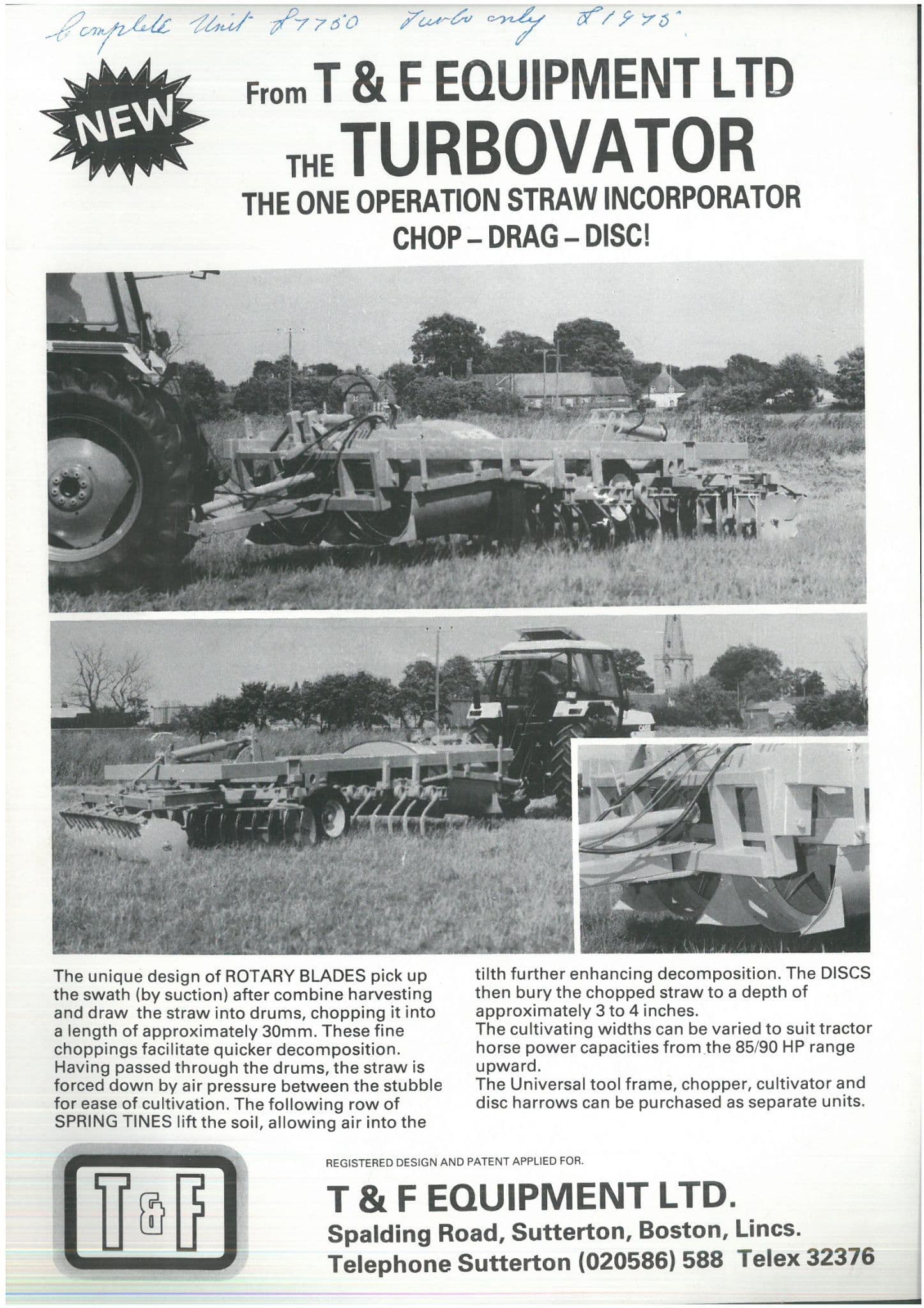 T & F Equipment Ltd - The Turbovator - Straw Incorporator Brochure