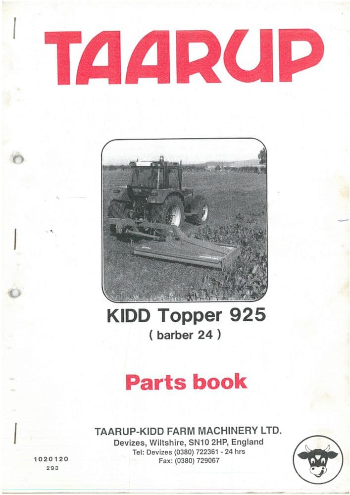 Taarup Kidd Topper 925 Barber 24 Parts Manual