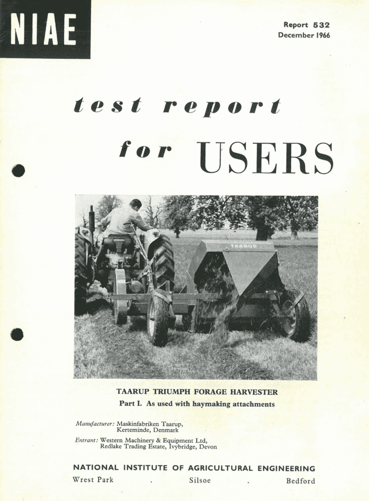 Taarup Triumph Forage Harvester NIAE Test Report