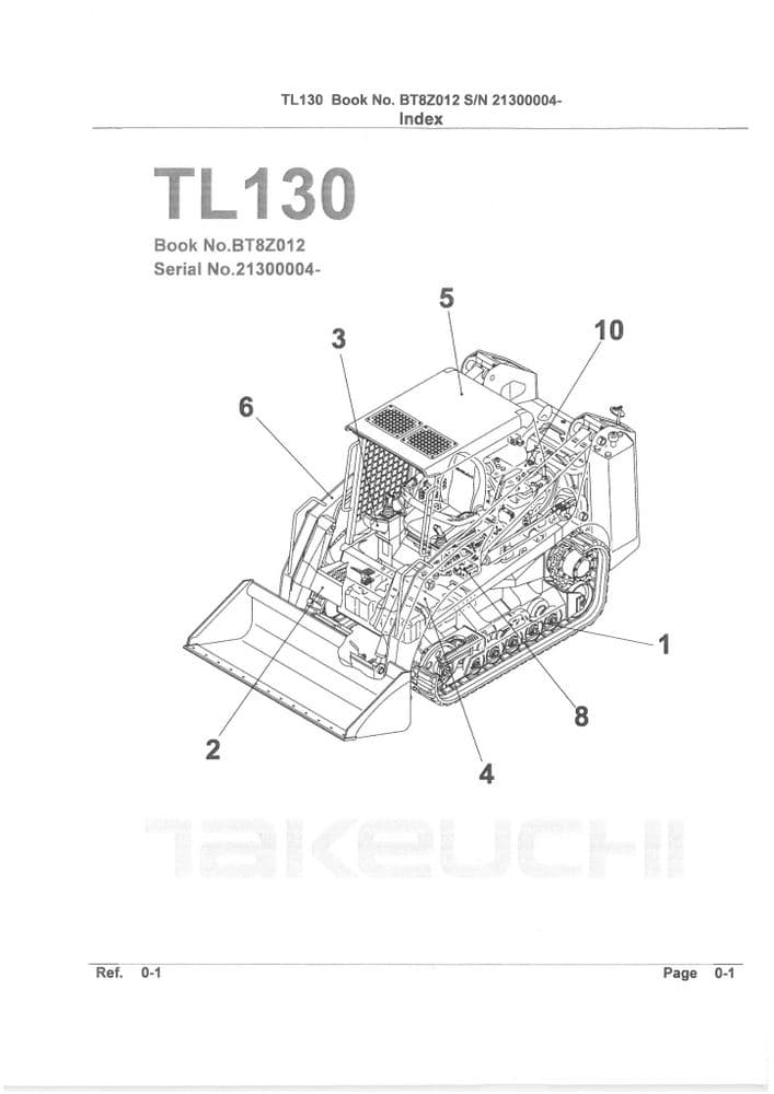 Takeuchi Track Loader TL130 Parts Manual