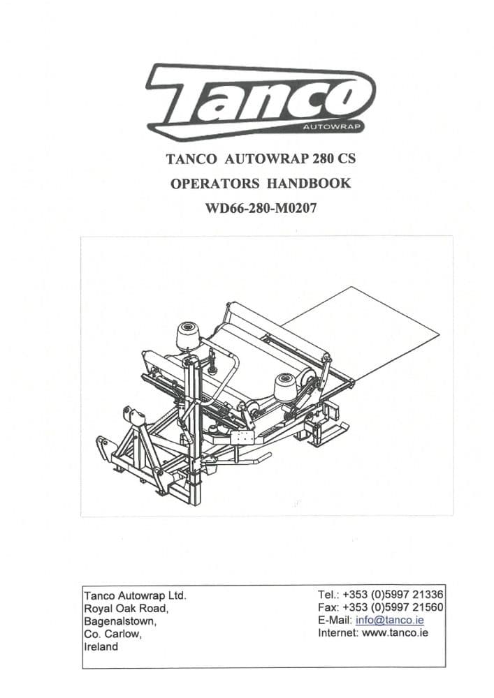 Tanco Autowrap Bale Wrapper 280CS Operators Manual