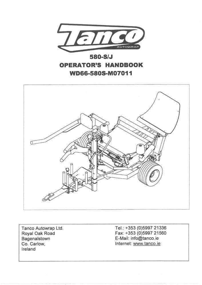 Tanco Autowrap Bale Wrapper 580S 580J Operators Manual