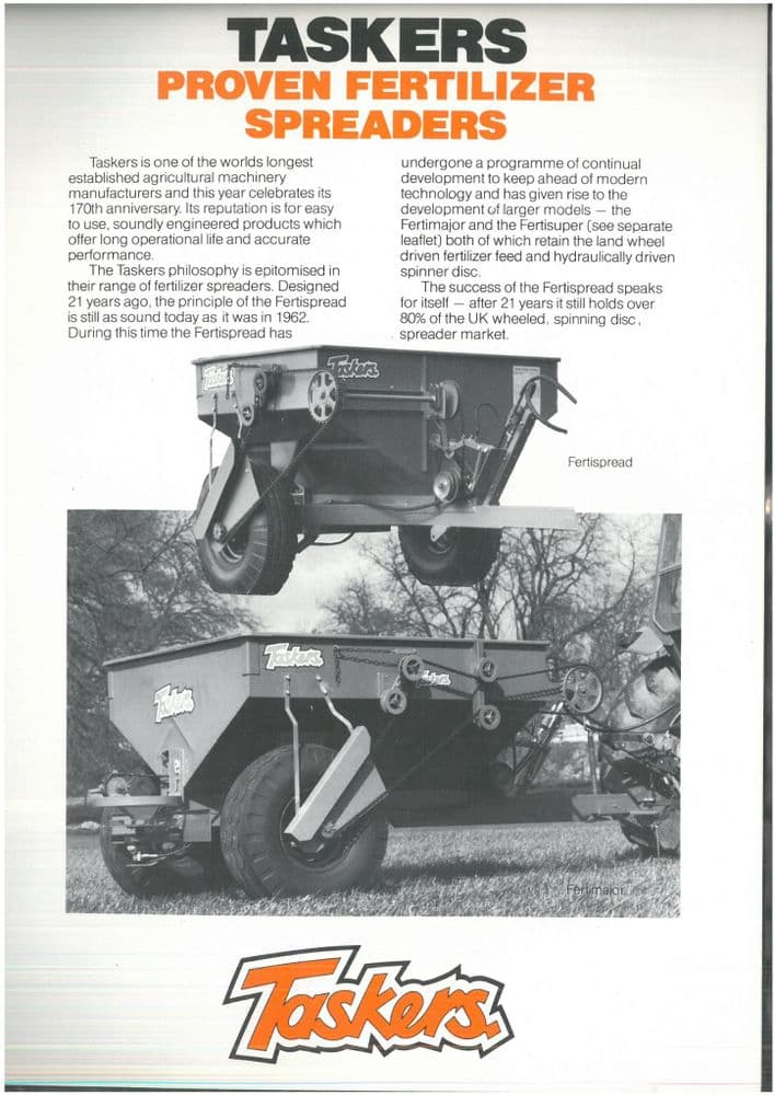 Taskers Proven Fertilizer Spreaders Brochure
