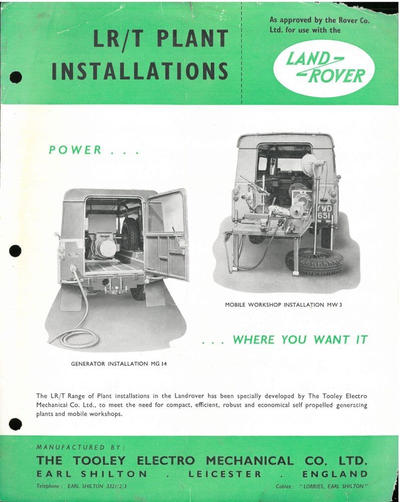 Tooley Electro Mechanical Co LR/T Plant Installations for Land Rover ...