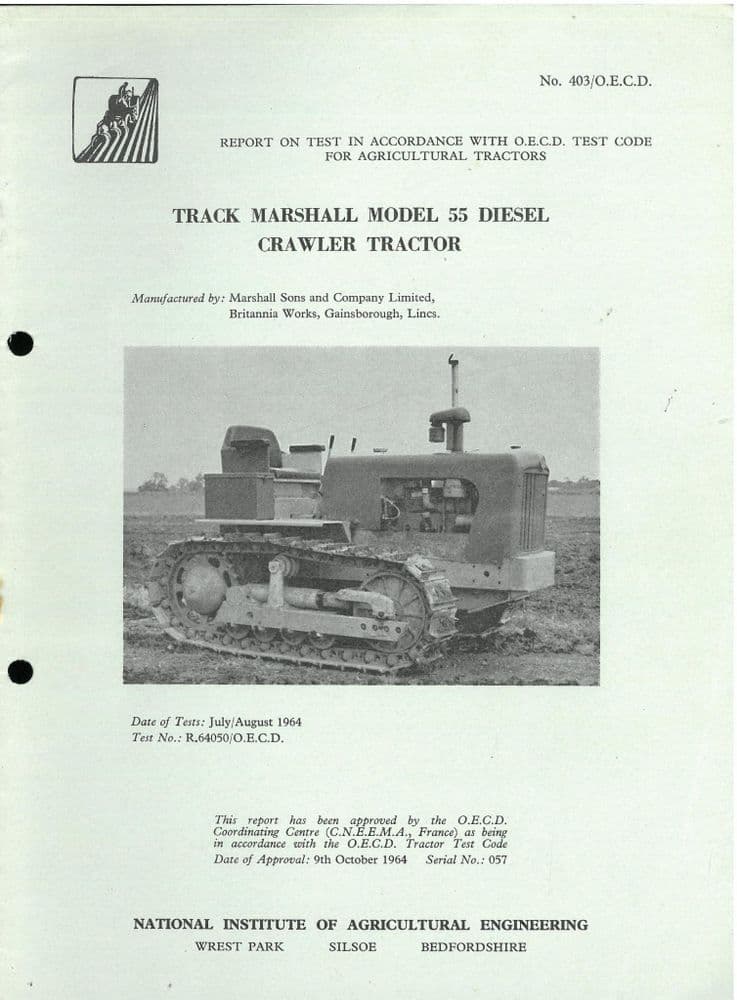 Track Marshall 55 Diesel Crawler Tractor NIAE Test Report