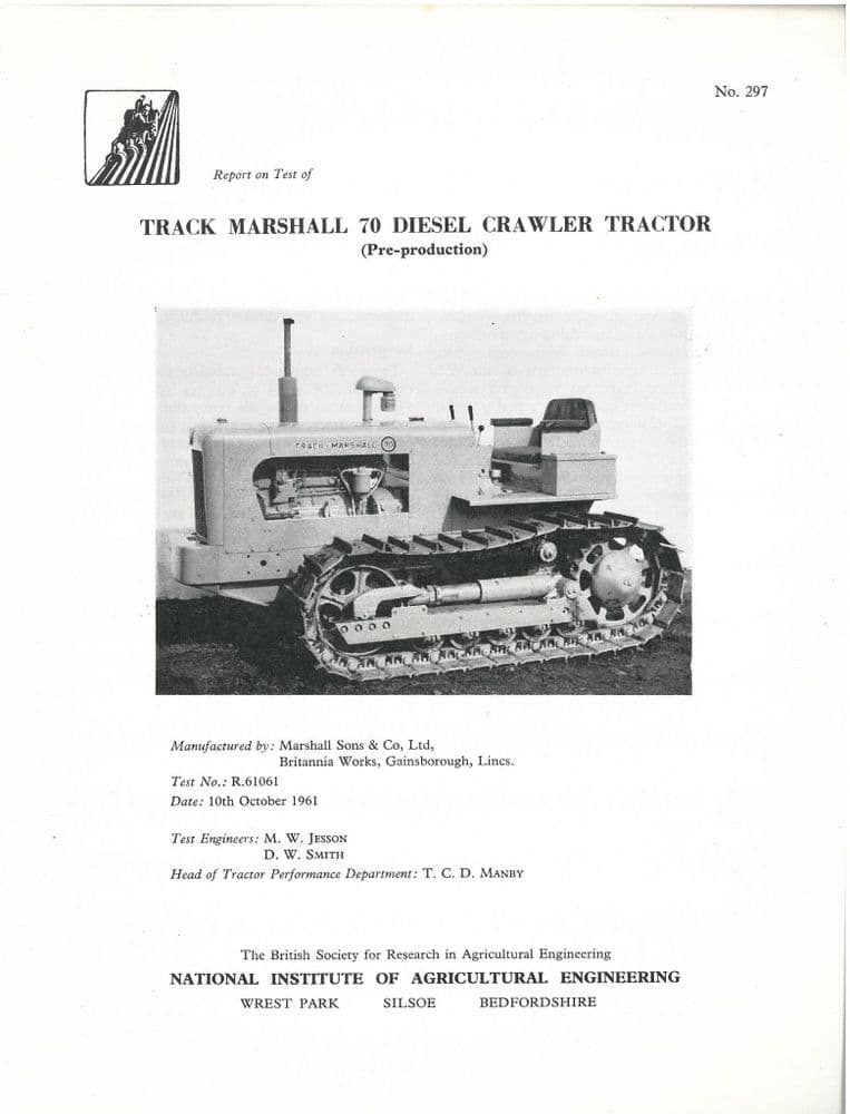 Track Marshall 70 Diesel Crawler Tractor Pre-Production NIAE Test ...
