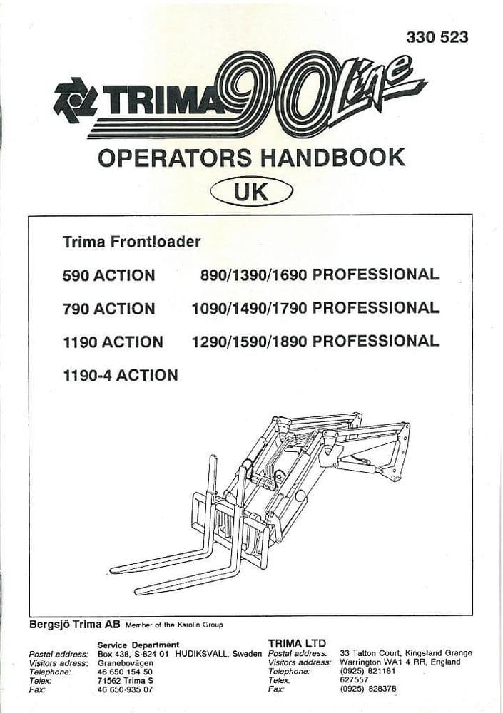 Trima Loader 90 Line - 590 790 1190 1190-4 Action & 890 1090 1290 1390 ...