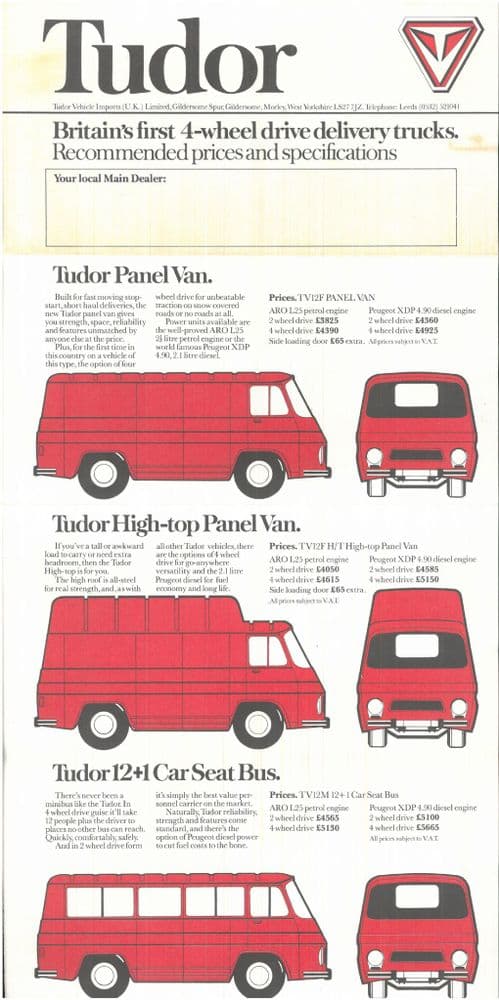 Tudor Panel Van TV12 Brochure