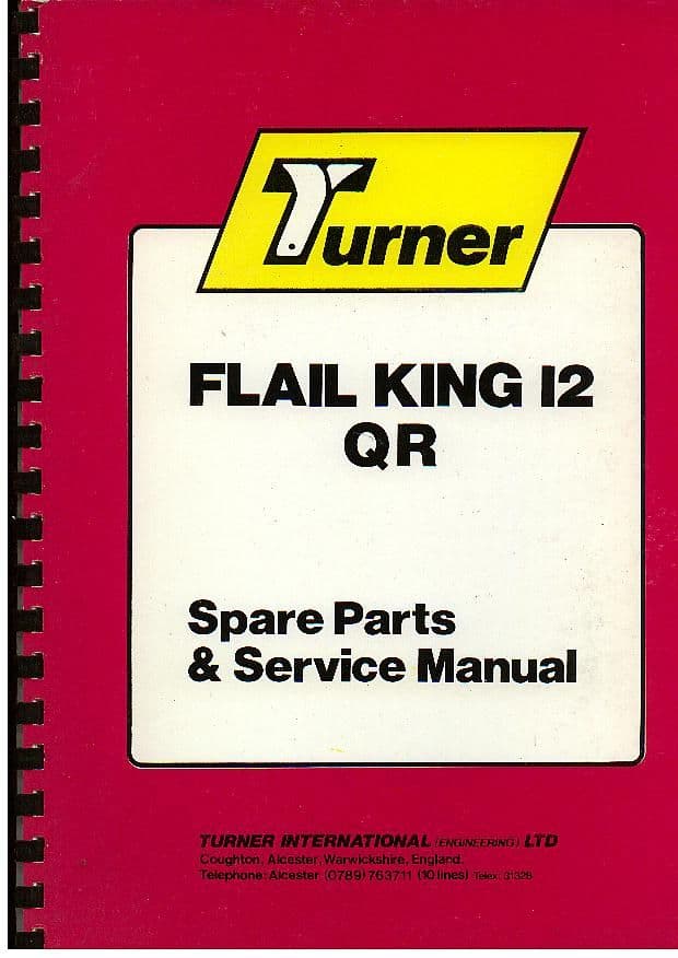 Turner Hedgetrimmer Flail King 12 QR Service Manual with Parts List