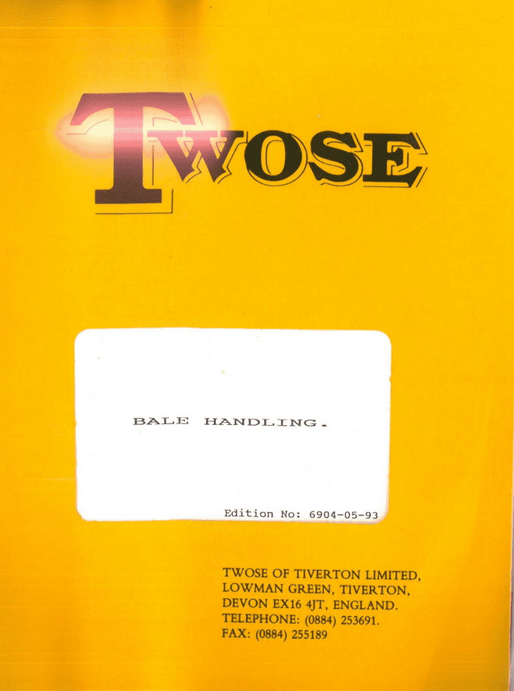 Twose Bale Handler Operators Manual with Parts List -ORIGINAL