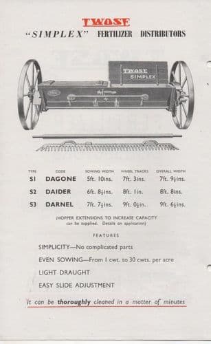 Twose Fertilizer Distributors Simplex Roller Types S1 S2 & S3; Multiple ...