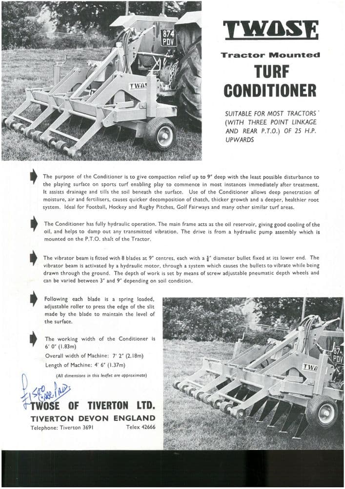 Twose Tractor Mounted Turf Conditioner Brochure