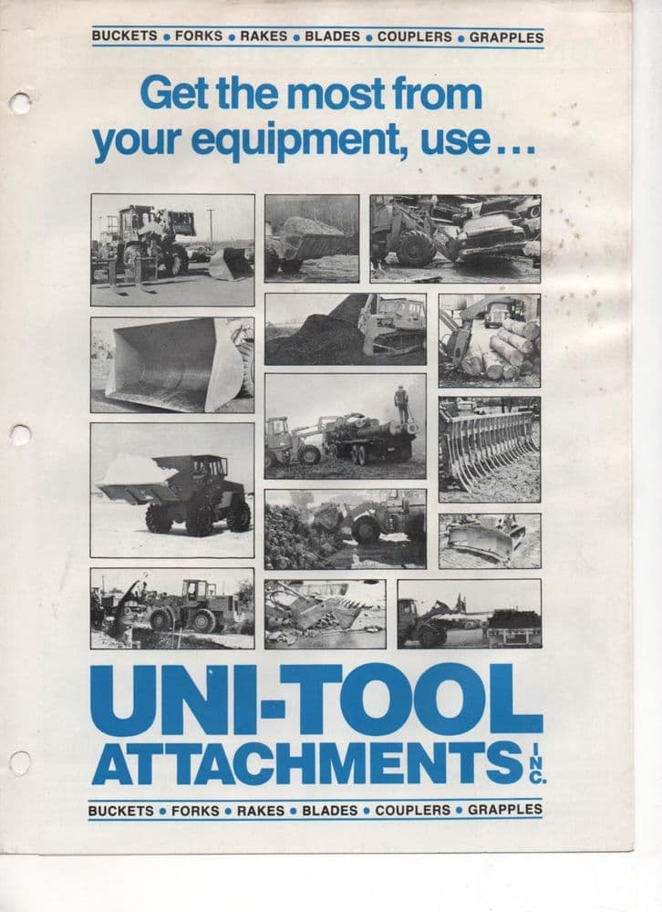 Uni-Tool Attachments - Buckets Forks Rakes Blades Couplers & Grapples ...
