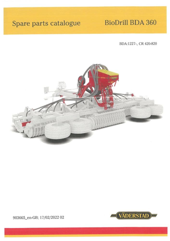 Vaderstad BioDrill BDA360 Parts Manual