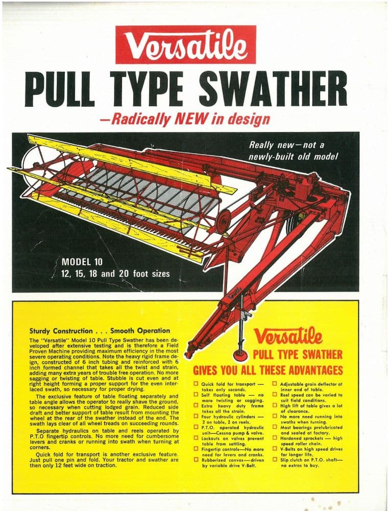 Versatile Pull Type Swather Model 10 Brochure