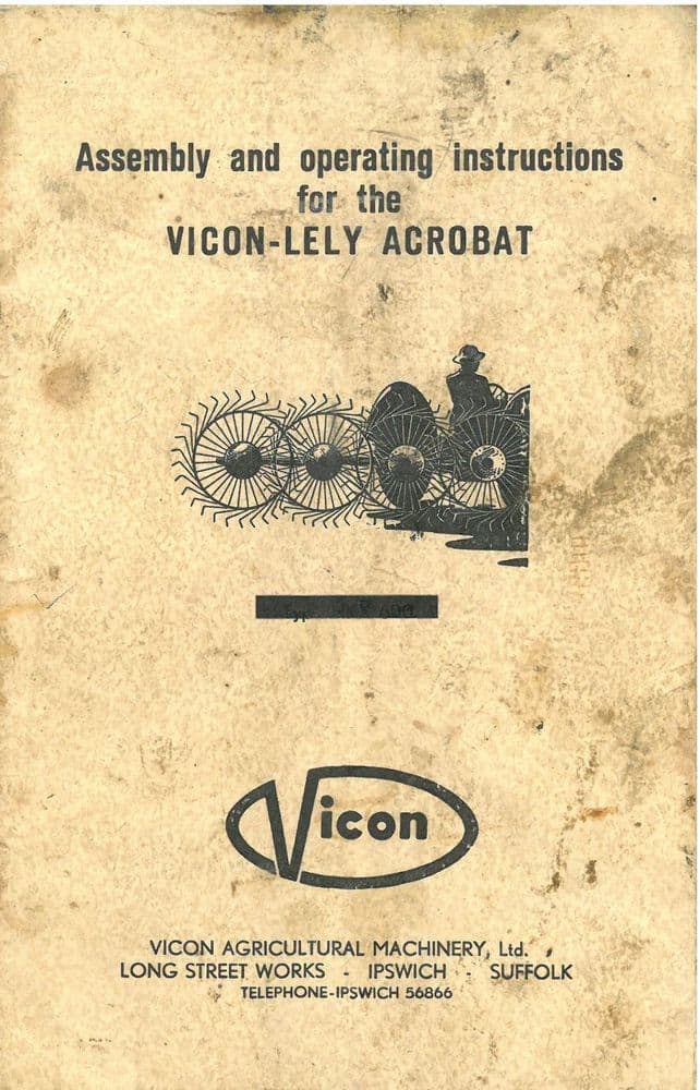 Vicon Acrobat Operators Manual with Parts List - ORIGINAL