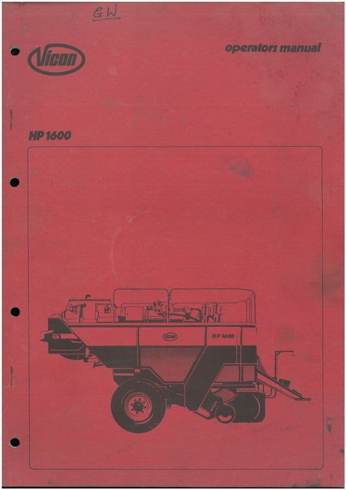 Vicon Baler HP1600 Operators Manual - HP 1600