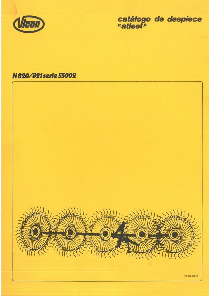 Vicon Finger Wheel Rake H820 H821 Series 55002 - Parts Manual - 820 821