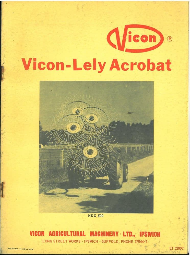 Vicon Lely Acrobat Operators Manual with Parts List