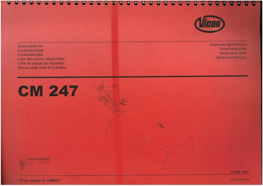 Vicon Mower CM247 Parts Manual - CM 247