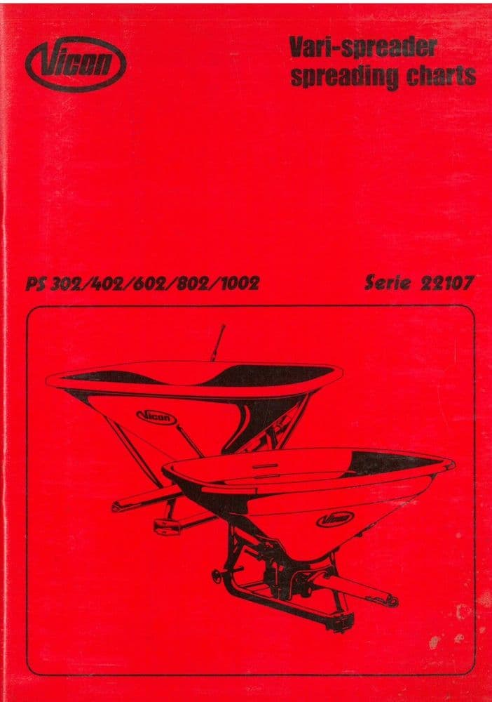 Vicon Vari Spreader PS 302 402 602 802 1002 Spreading Charts