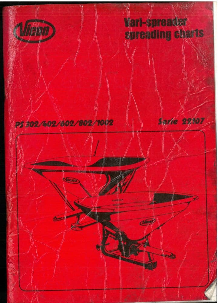 Vicon Vari Spreader PS 302 402 602 802 1002 Spreading Charts - ORIGINAL ...