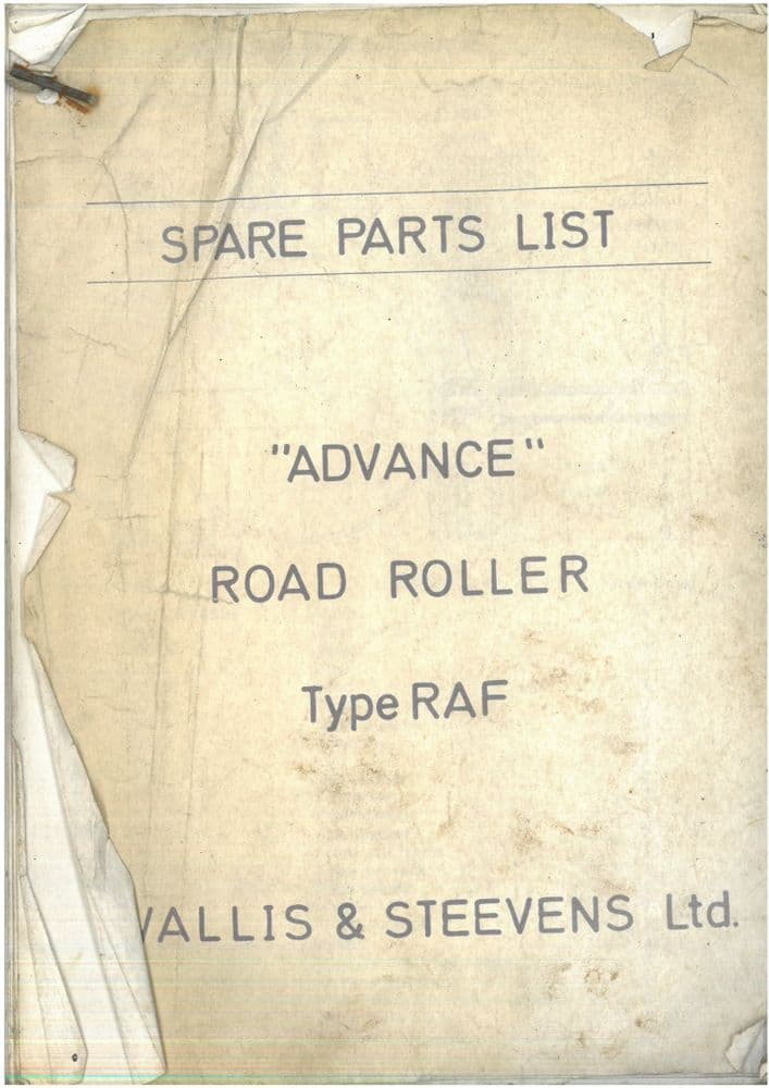Wallis & Steevens Advance Road Roller Type RAF Parts Manual