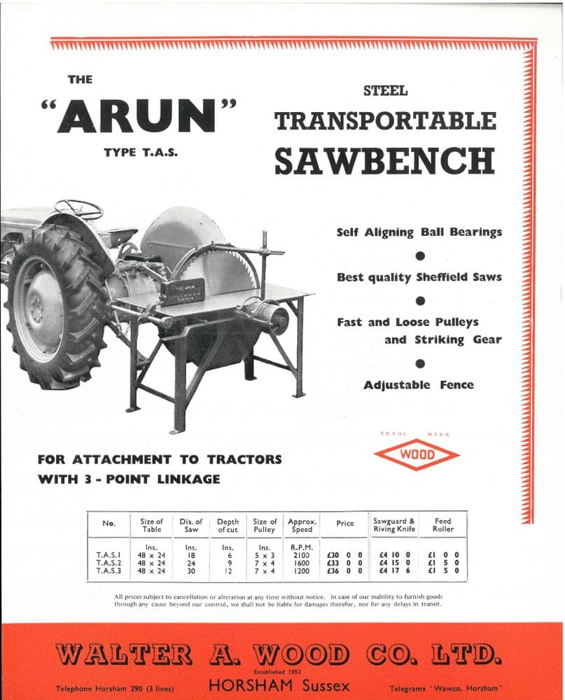 Walter Wood Arun Transportable Sawbench Brochure