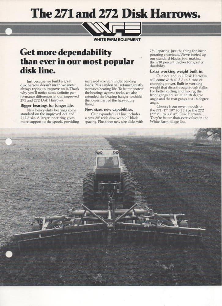White Disk Harrows 271 and 272 Brochure