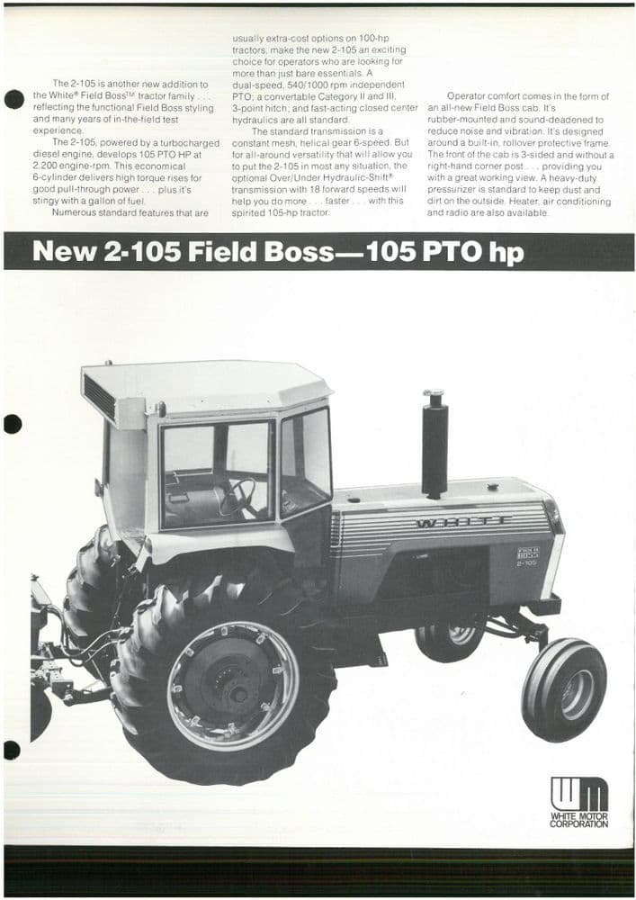 White Tractor 2-105 Field Boss Brochure - 105 pto HP