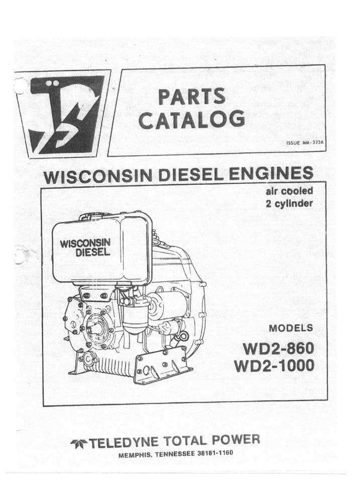 Wisconsin Air Cooled Diesel Engine 2 Cyl Model WD2-860 WD2-1000 Parts ...