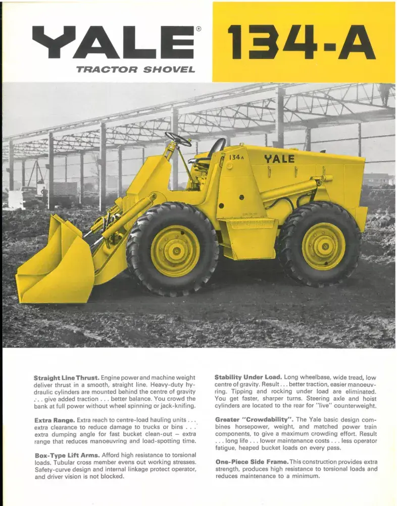 Yale Wheel Loader Tractor Shovel 134-A Brochure