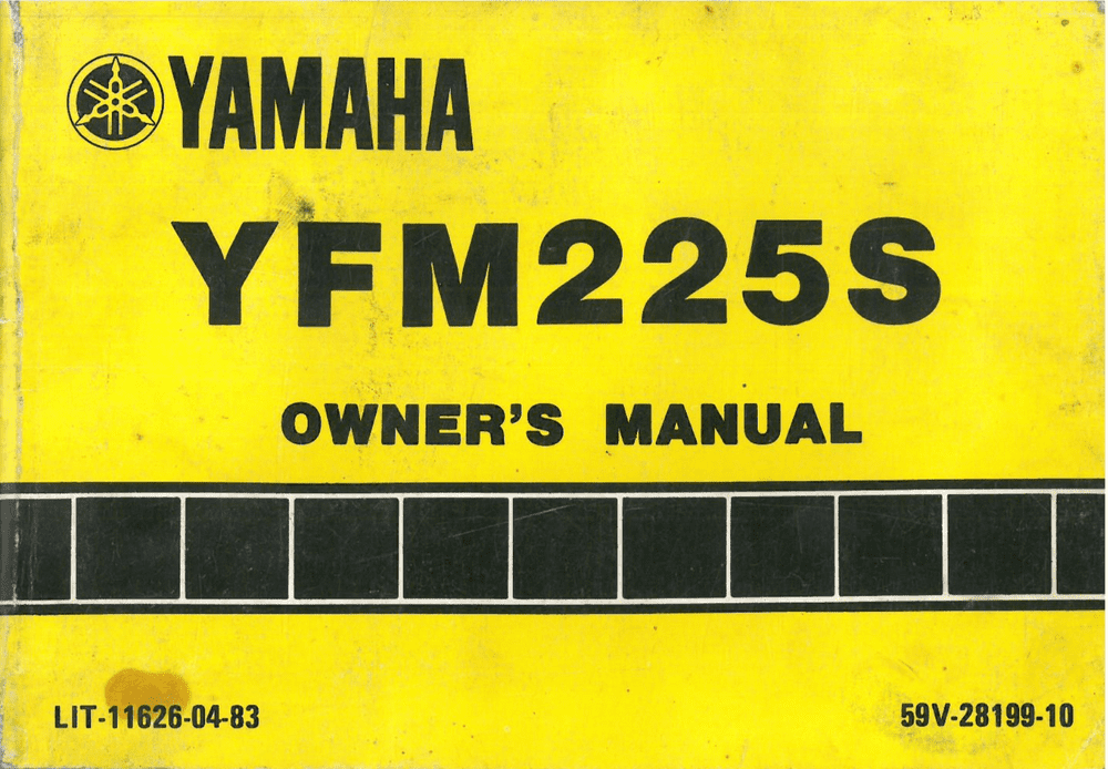 Yamaha ATV Quad Motorbike YFM225S Operators Manual