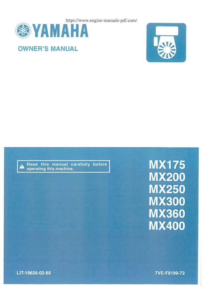 Yamaha Engine MX175 MX200 MX250 MX300 MX360 MX400 Operators Manual