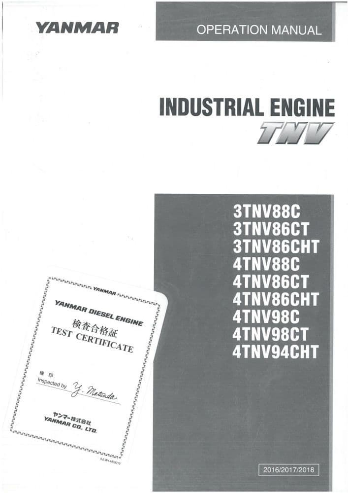 Yanmar Industrial Diesel Engine TNV Series - 3TNV88C 3TNV86CT 3TNV86CHT ...