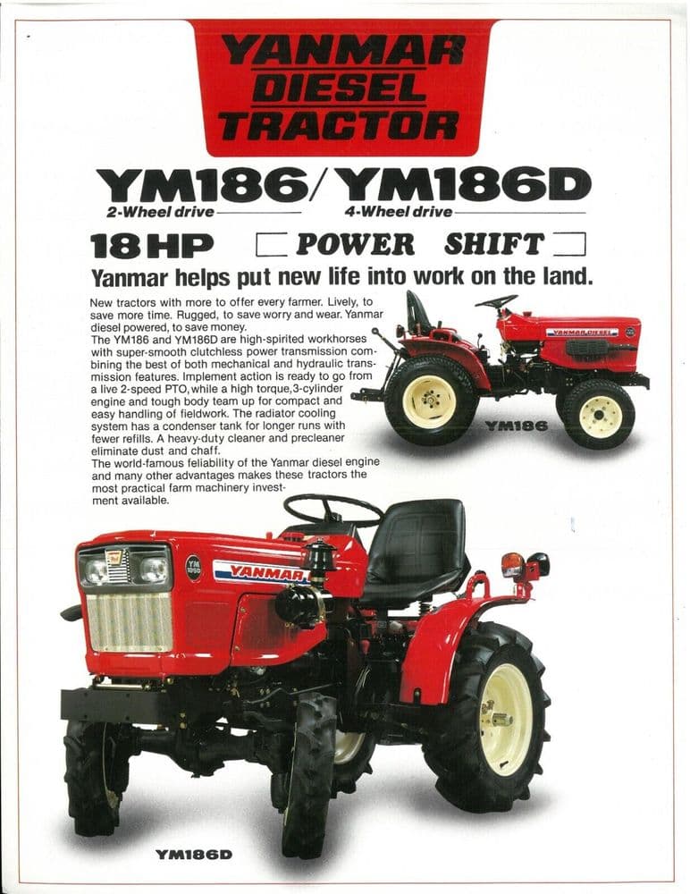 Yanmar Tractor YM186 & YM186D Brochure