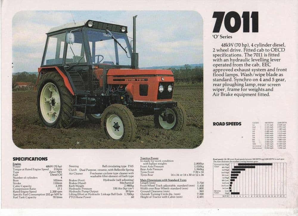 Zetor 7011 O Series Tractor Brochure