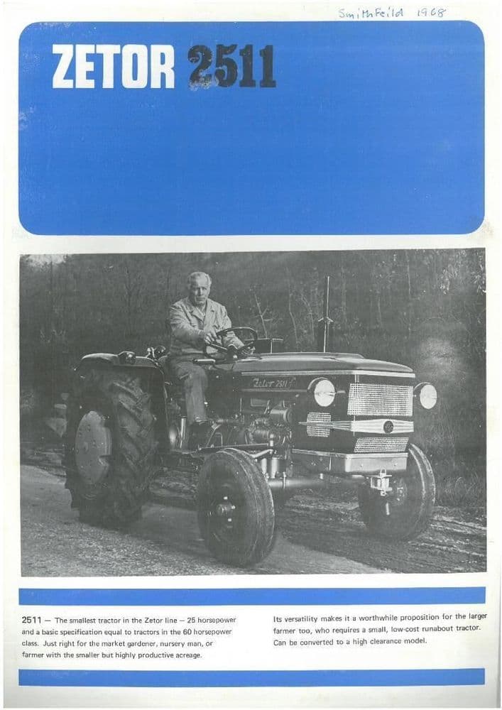 Zetor Tractor 2511 Brochure