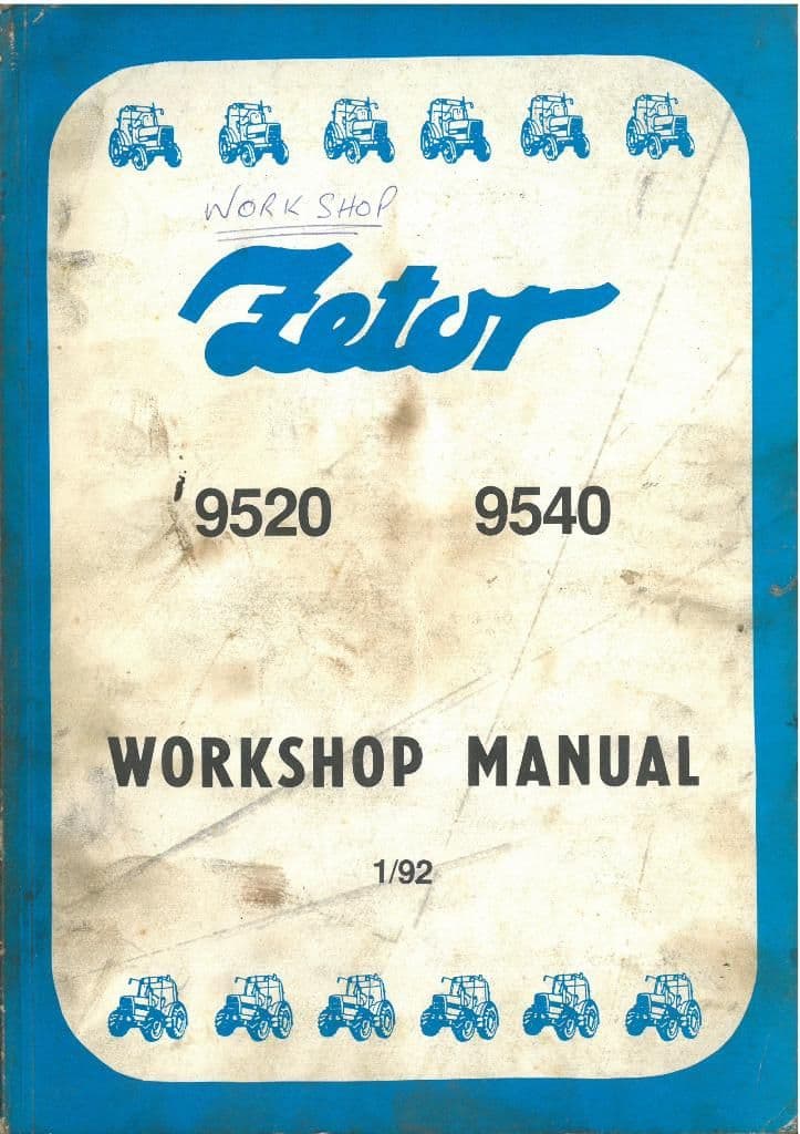 Zetor Tractor 9520 9540 Workshop Service Manual