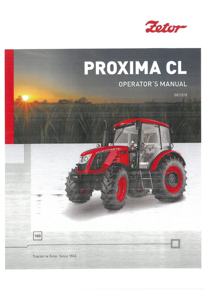 Zetor Tractor Major HS 80 - 2018 Operators Manual