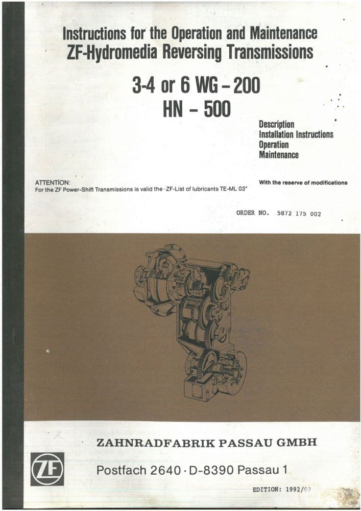 ZF - Hydromedia Reversing Transmission 3-4 or 6 WG-200 HN-500 Operation ...