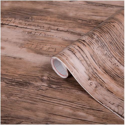 2m x 45cm Rustic Wood Sticky Vinyl 346-0478