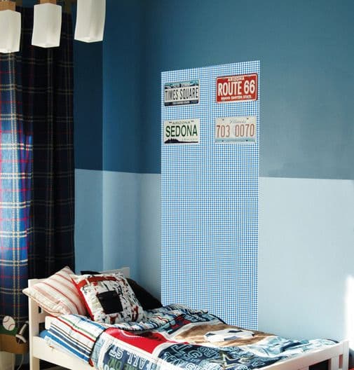 Blue Fine Chequered Print Sticky Vinyl 346-0290 45cm x 2m