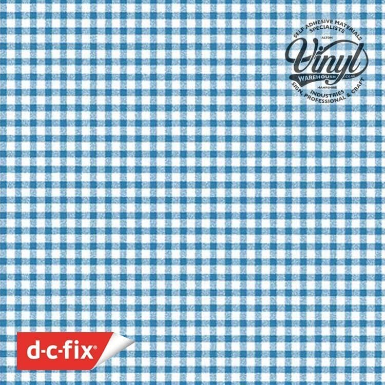 Blue Fine Chequered Print Sticky Vinyl 346-0290 45cm x 2m