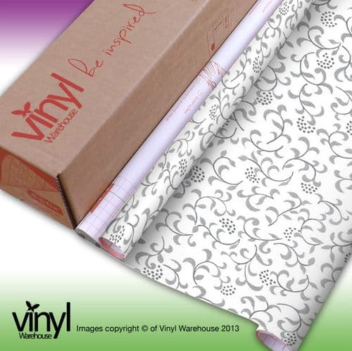 Sonja Design Floral Black/White Sticky Vinyl 380-0031 45cm x 2m