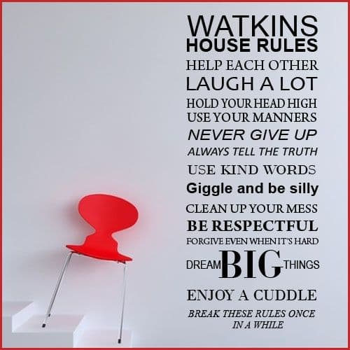 Personalised Family House Rules Wall Sticker Wall sticker / decals