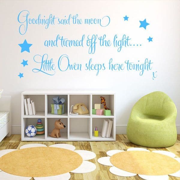 Personalised Goodnight Said the Moon Baby Boys Wall sticker / decals