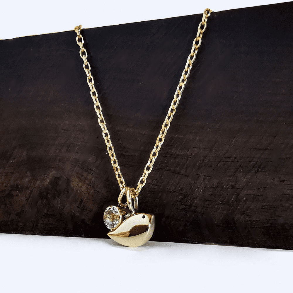 9ct Gold 4mm Gemstone Ash/Hair Robin Memorial Pendant