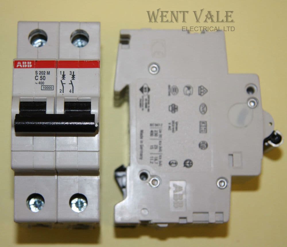 ABB System Pro M - S202 M - 50a Type C Double Pole MCB New