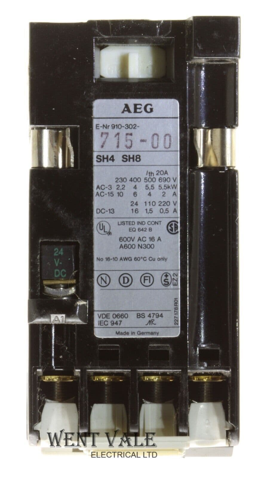 AEG SH4 31E - 910-302-715-00 - 20a Four Pole Control Relay with 24vdc Coil